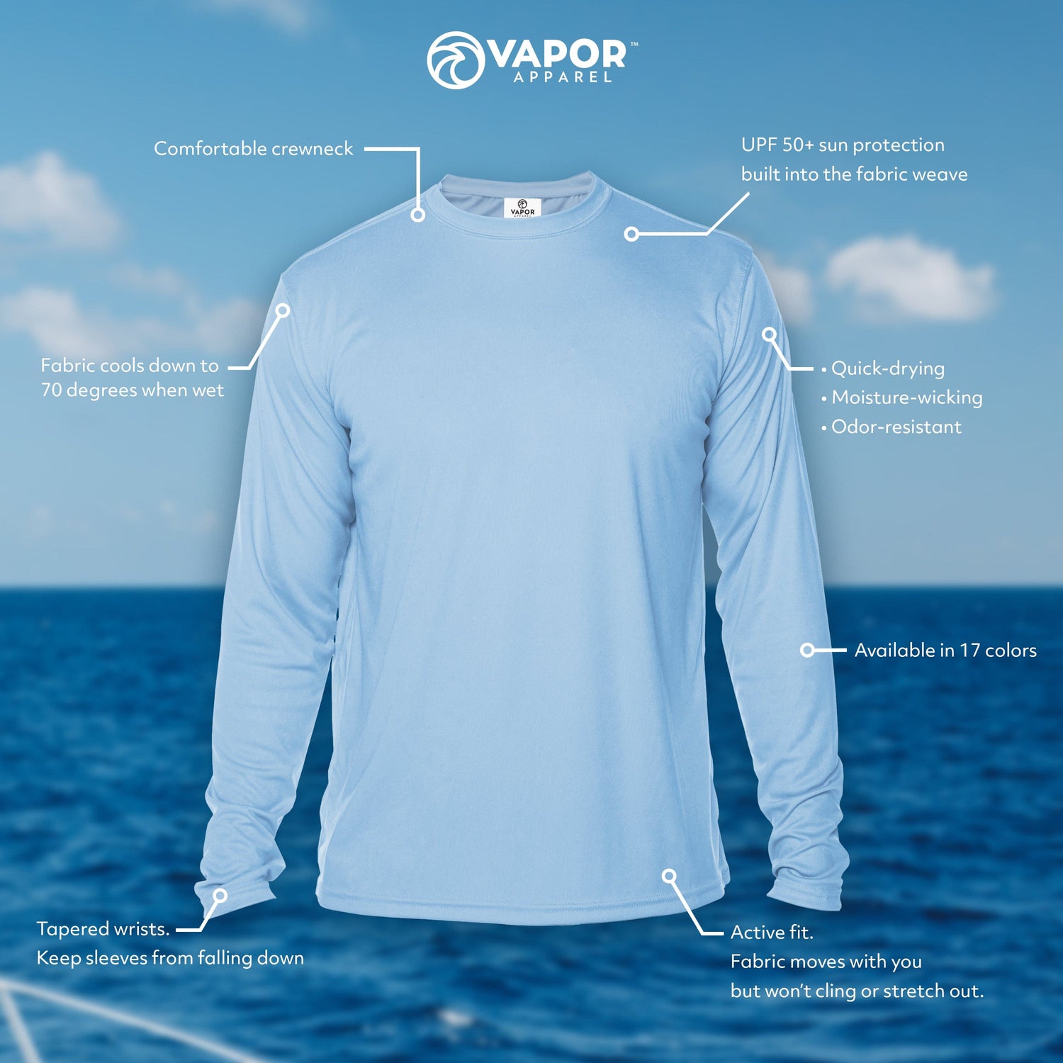 Long Sleeve Shirts for Summer Sun Protection | V-Neck Shirt – Vapor Apparel